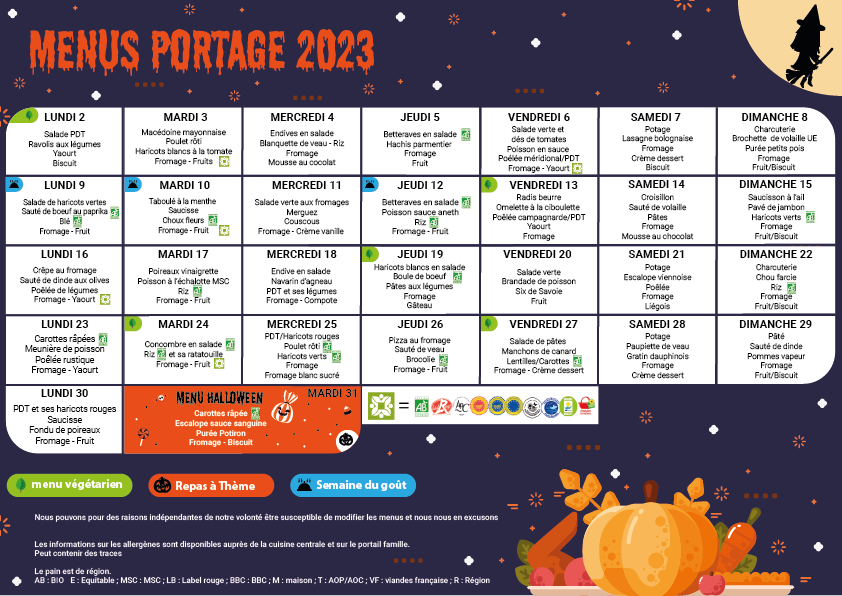 Portage de repas - Menus - Ville de L'Union