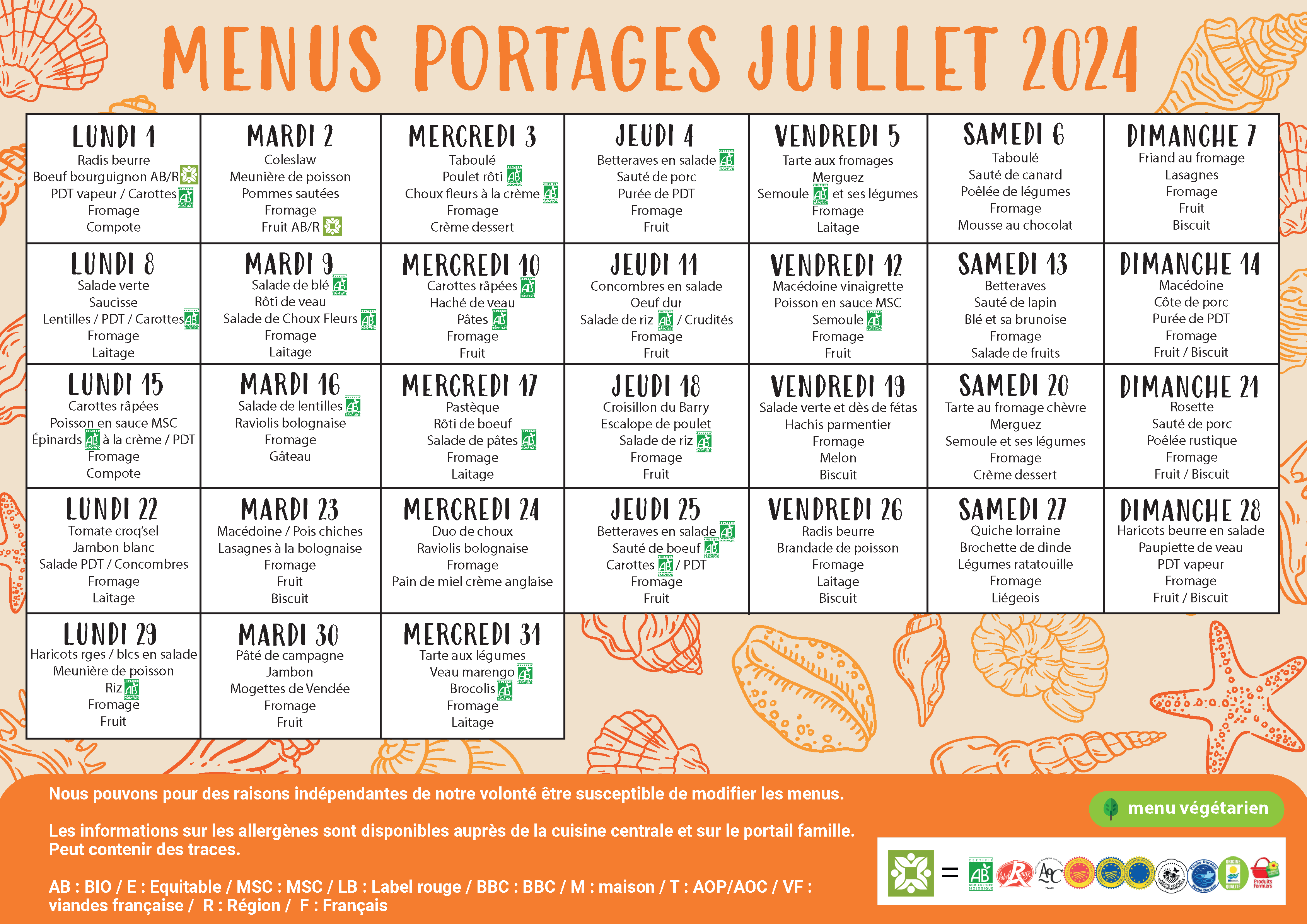 Portage de repas - Menus - Ville de L'Union